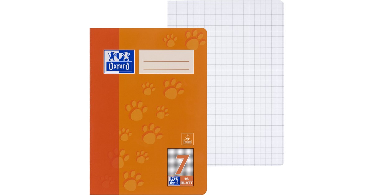 OXFORD 100050409 - Schule Schulheft A5, 16 Blatt, Lineatur 7 (kariert 7 mm)